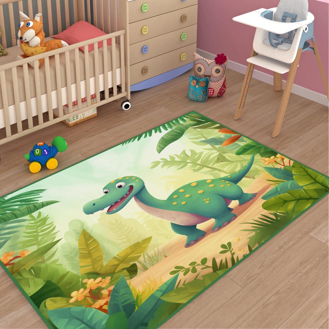 Dino Nursery Rug,jurassic Playmat for Kids Room,trex Toddler Carpet ...