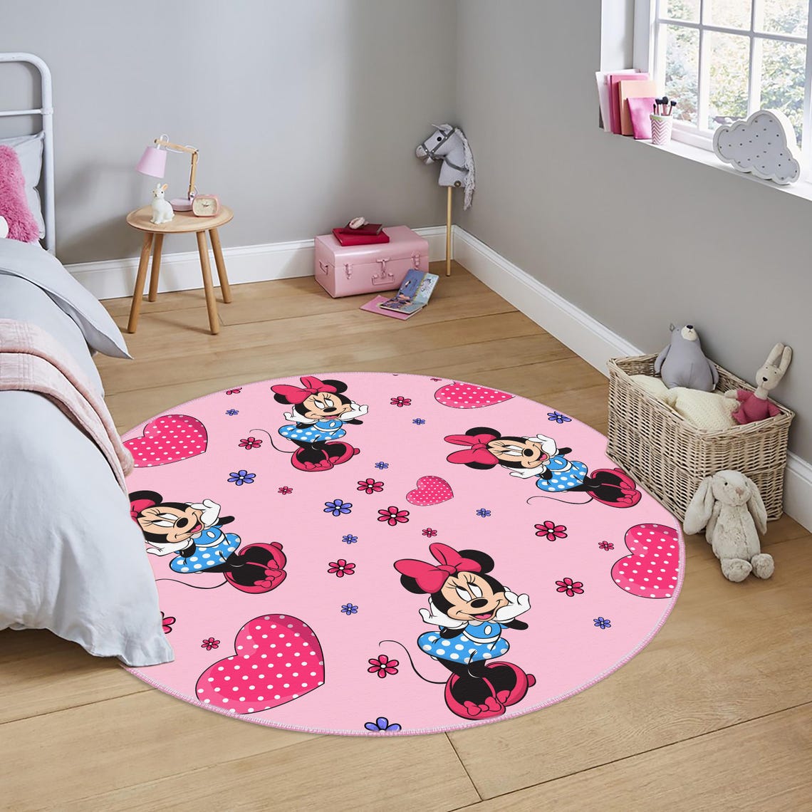 Pink Mickey Mouse Rug,round Rug, Kids Room Rug, Baby Room Decor ...