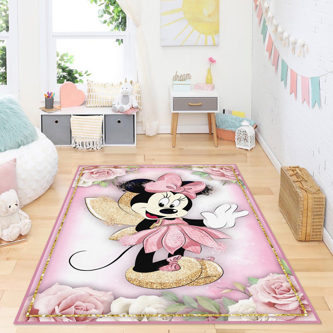Minnie Mouse Rug,cute Mickey Mouse Rug,baby Girl Playroom Mat,washable ...