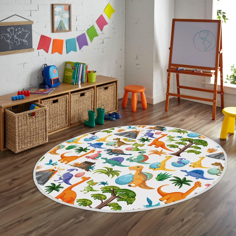 Dino Nursery Rug,jurassic Playmat for Kids Room,trex Toddler Carpet ...