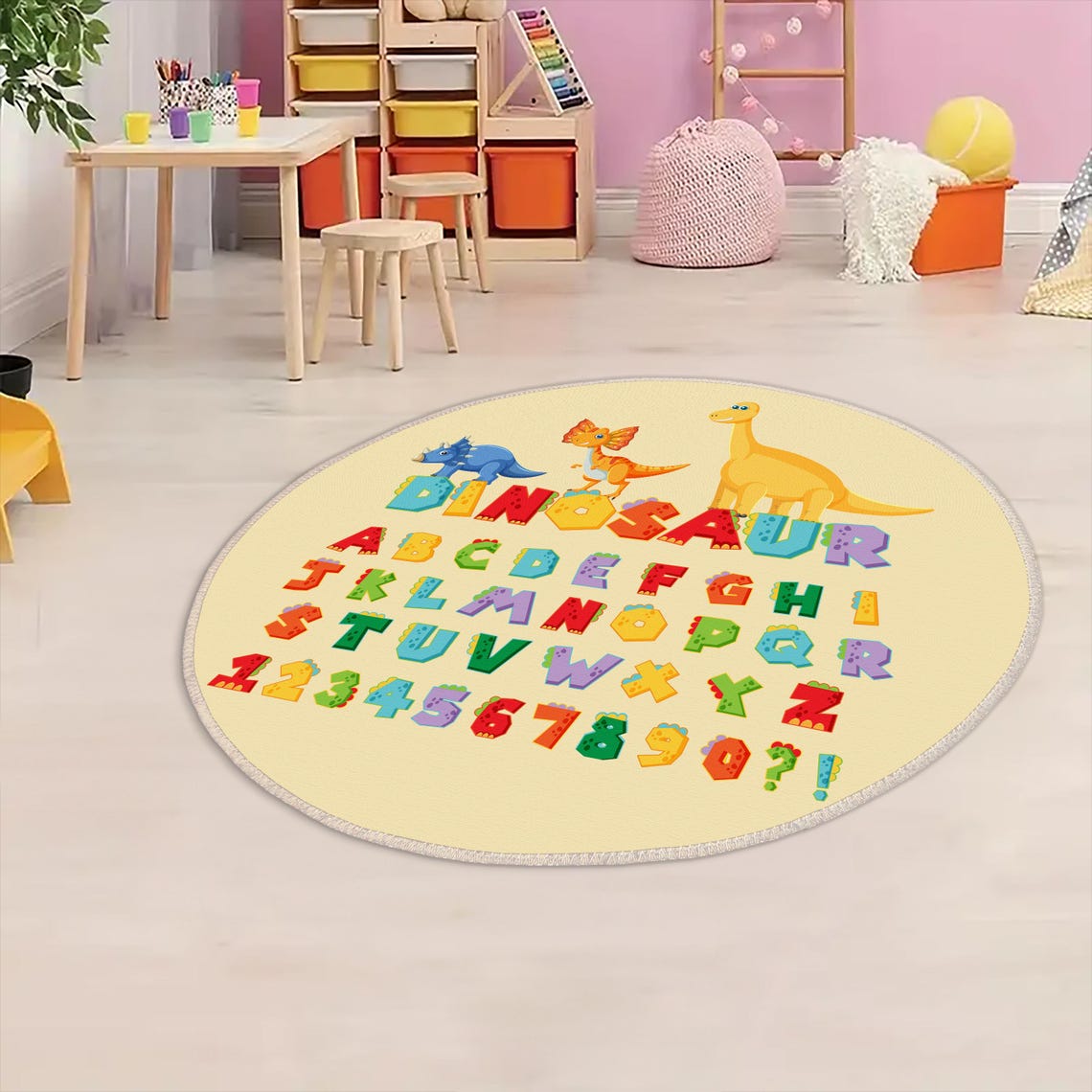 Letter Carpet, Number Kids Rug, Dinosaur Figure Educational Rug, Kids ...
