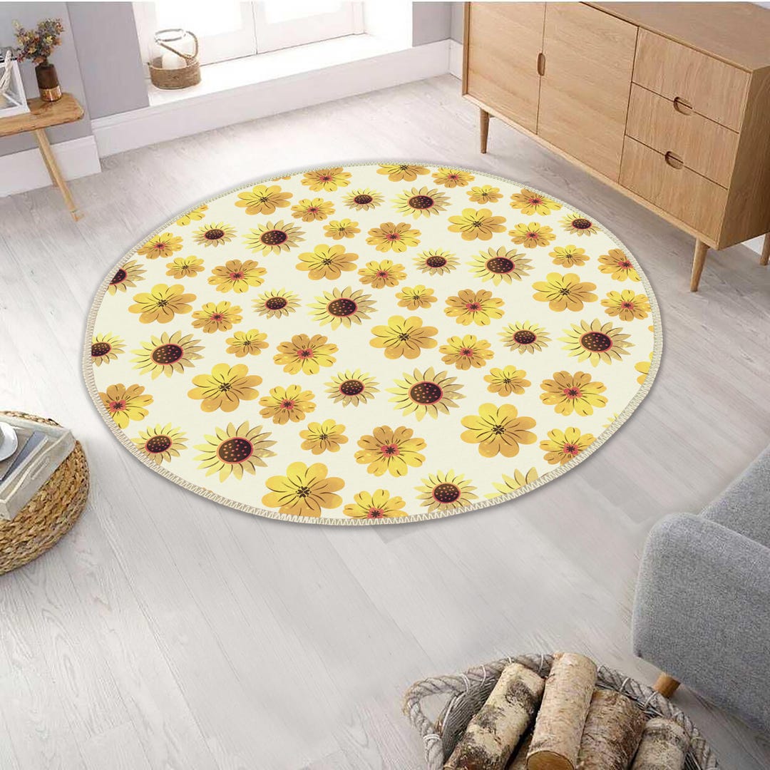 Daisy Rug, Big Daisy Carpet, Daisy Pattern Rug, Yellow Daisy Rug ...