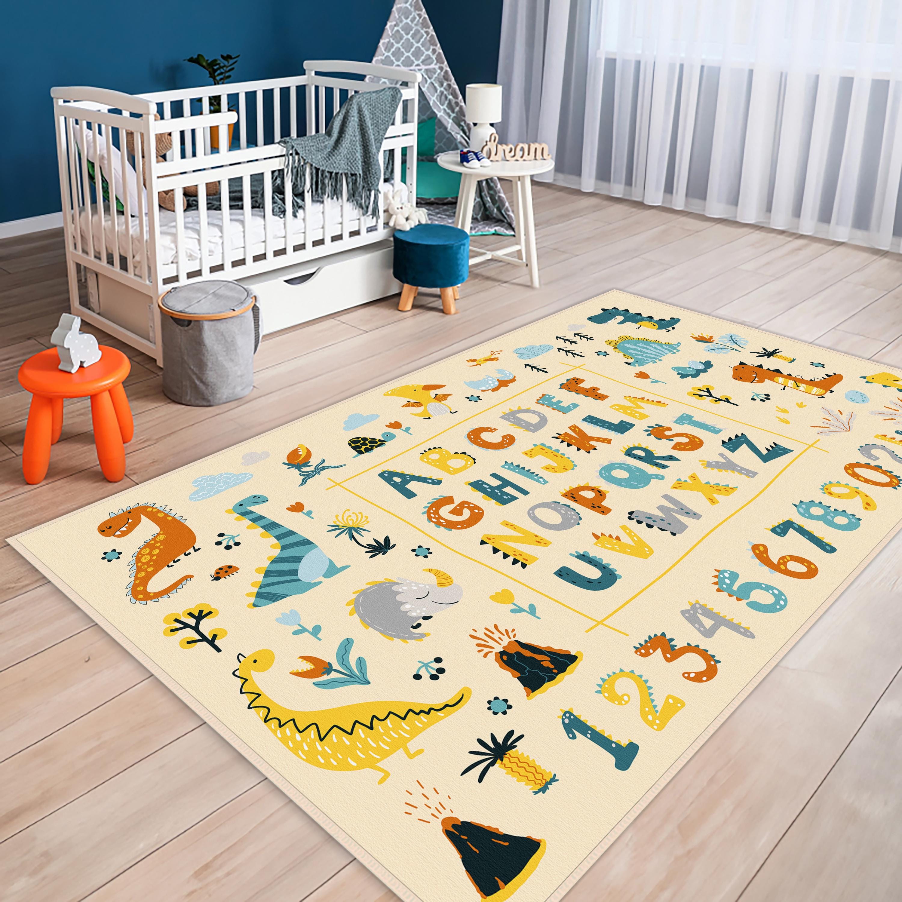 Letter Carpet, Number Kids Rug, Dinosaur Figure Educational Rug, Kids ...