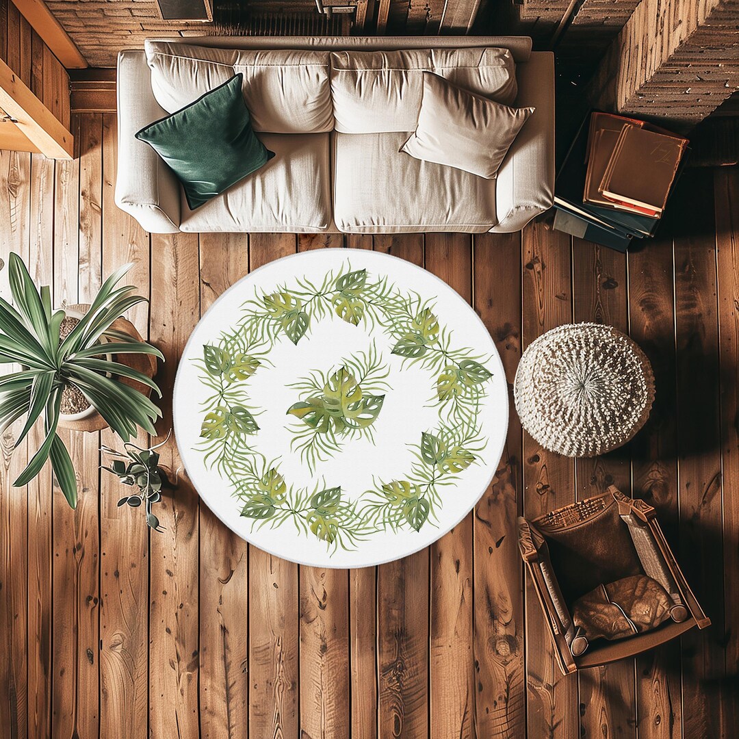 Green Leaf Rug, Green Plant Anti-slip Carpet, Big Leaf Living Room Rug ...