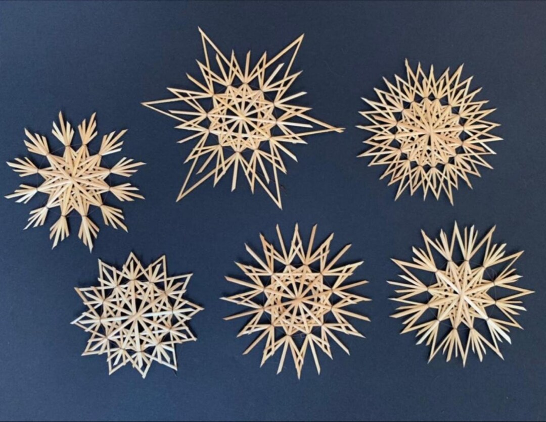 6 Straw Stars With Hangers - Etsy