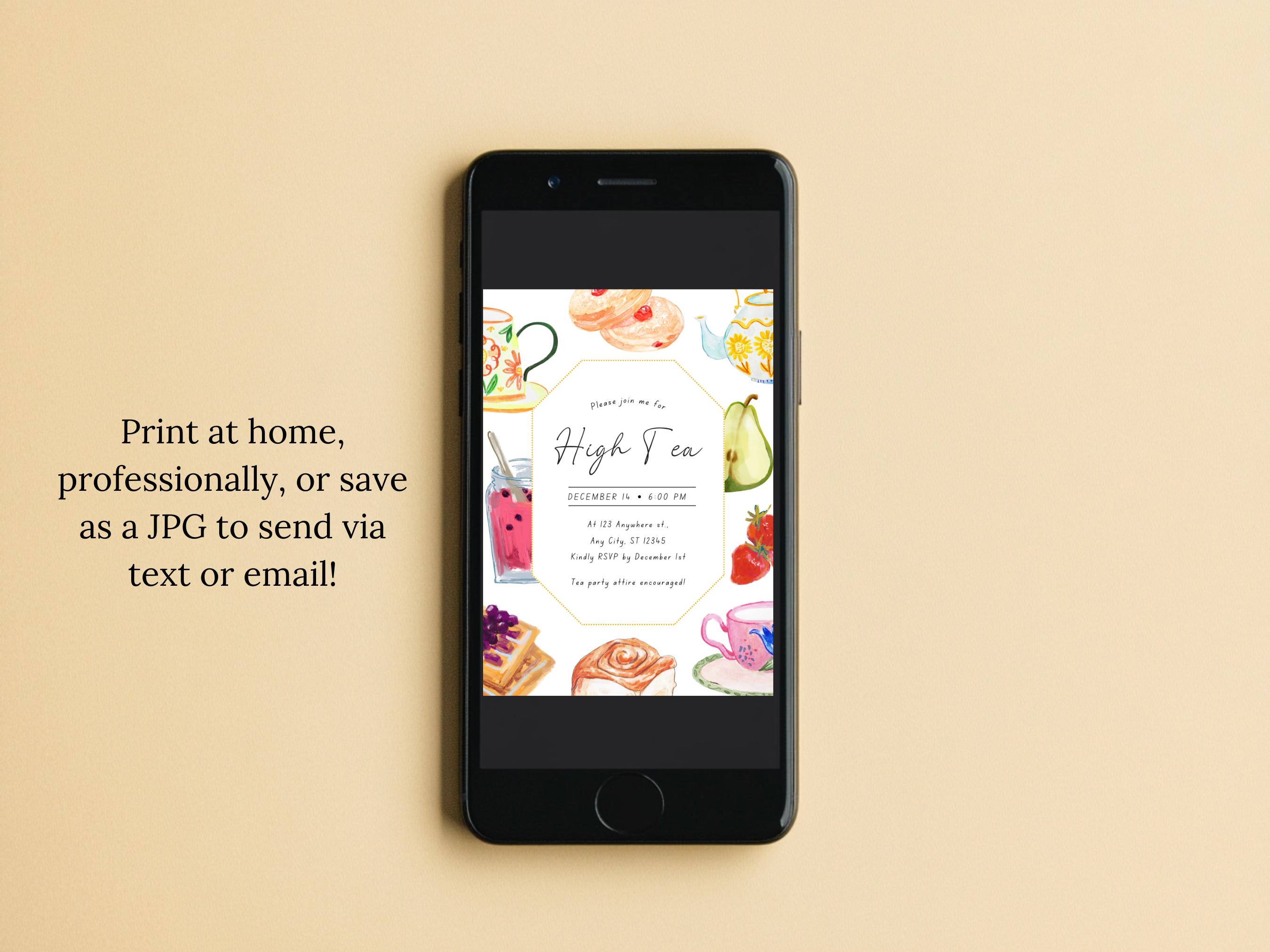 High Tea Party Invitation Template: Elegant Afternoon Gathering ...