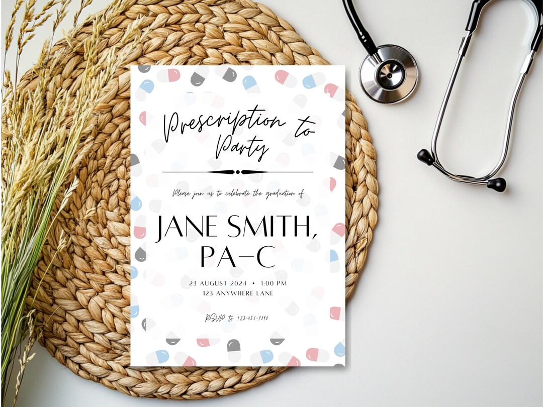 Physician Assistant Graduation Invitation: Prescription Rx to Party - Etsy