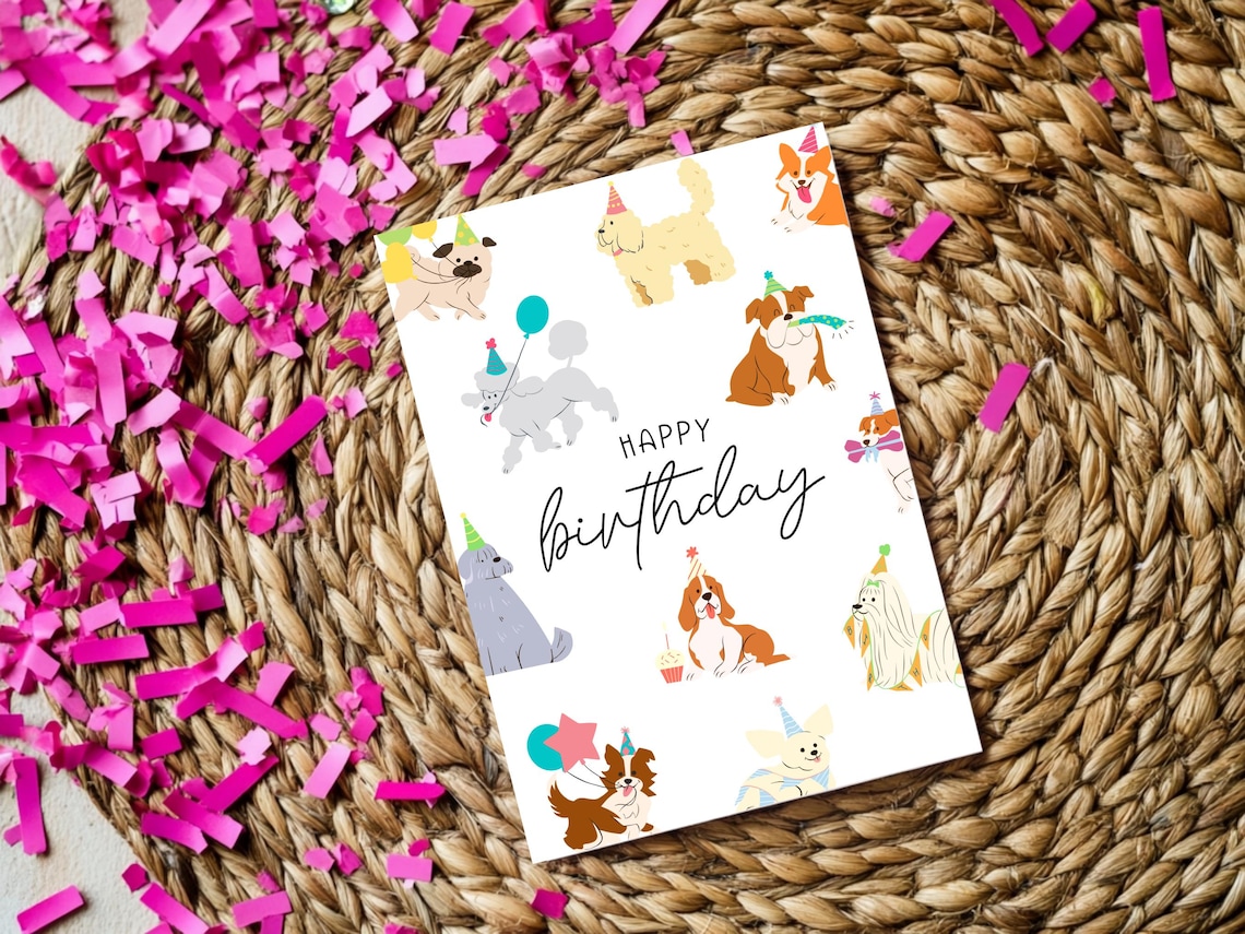 Printable Birthday Card With Fun Dog Theme Instant Download - Etsy