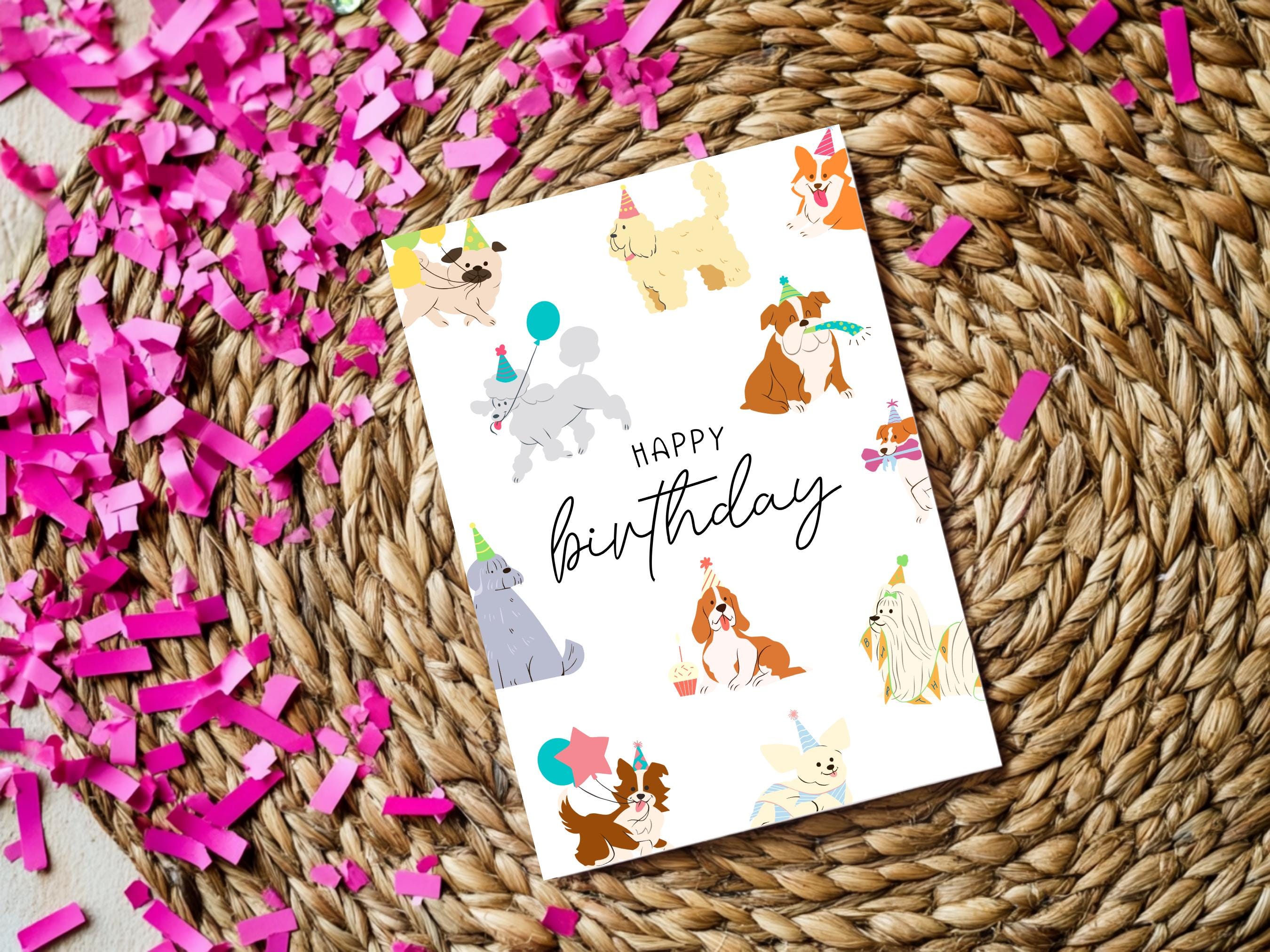 Printable Birthday Card With Fun Dog Theme - Instant Download - Etsy