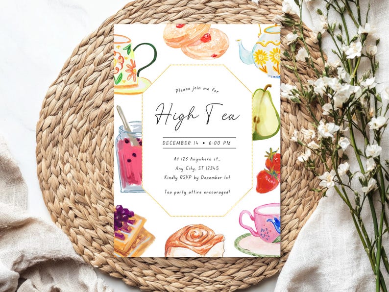 High Tea Party Invitation Template: Elegant Afternoon Gathering ...