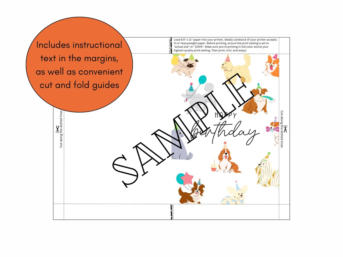 Printable Birthday Card With Fun Dog Theme Instant Download - Etsy