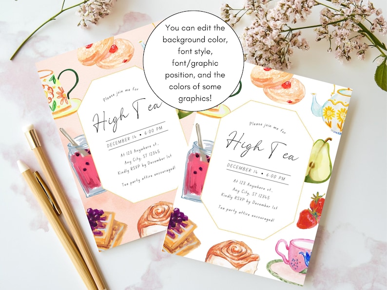 High Tea Party Invitation Template: Elegant Afternoon Gathering ...