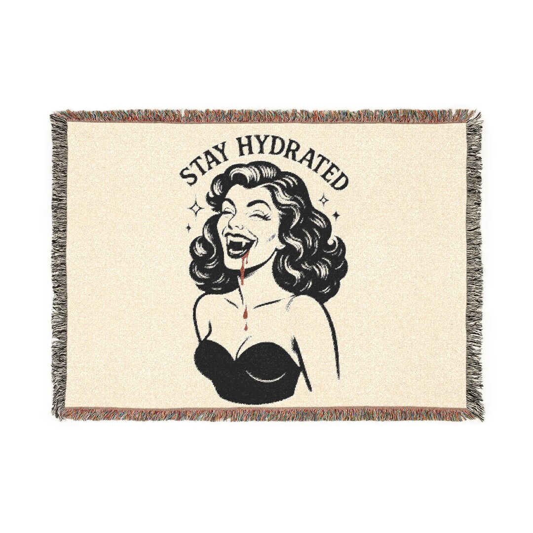 Vampire Pinup Blanket, Gothic Halloween Woven Throw, Vampire Lover Gift ...