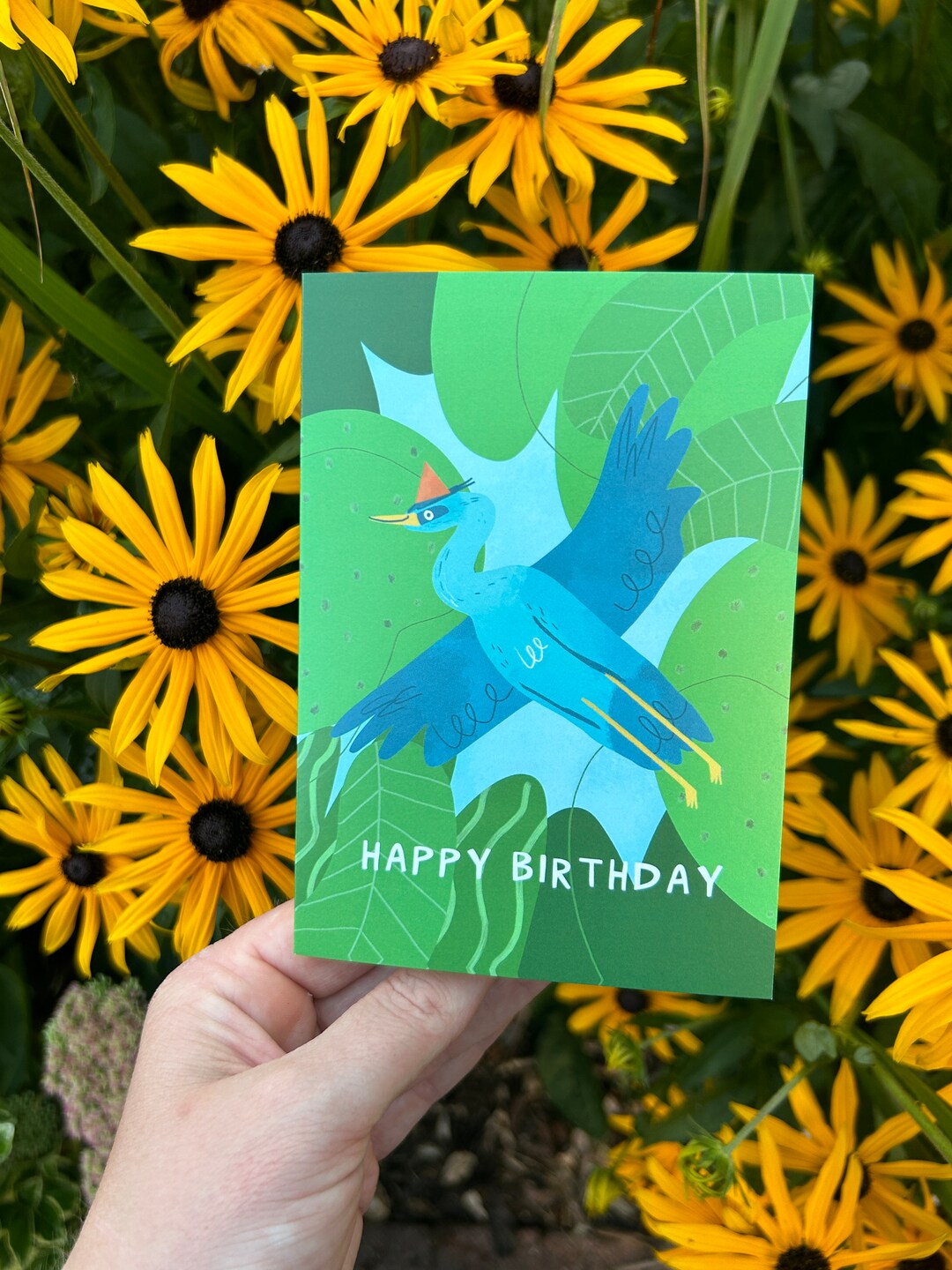 Happy Birthday, Blue Heron - Greeting Card by Fernandes Makes, Birthday ...
