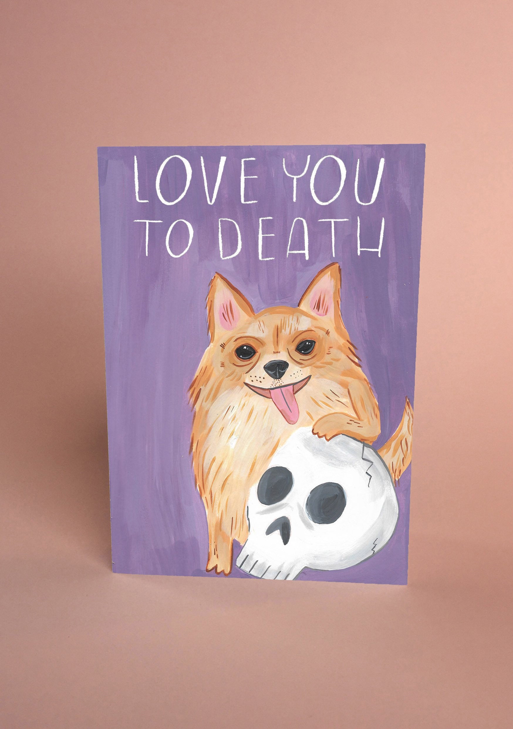 Love you to Death Greetings Card Pomeranian Dog and Skull | Etsy