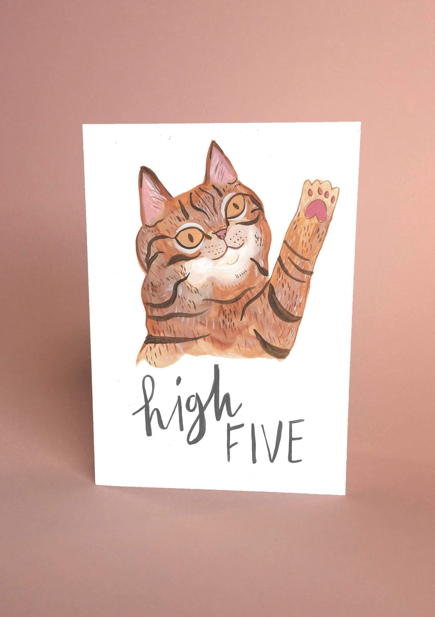 Cat High Five Drawing
