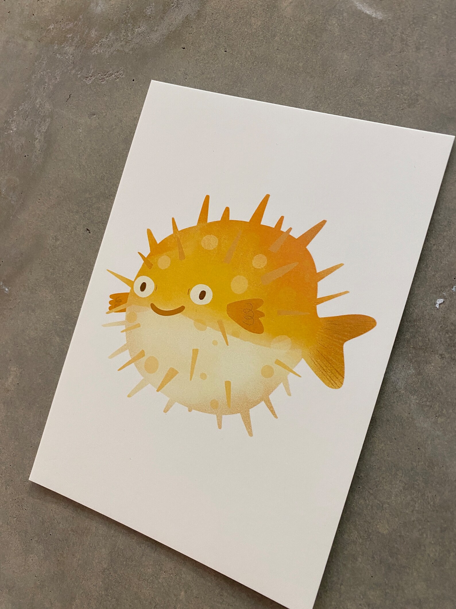 Puffer Fish, Sea Life Illustration - A6 Postcard, Mini Art Print - Etsy