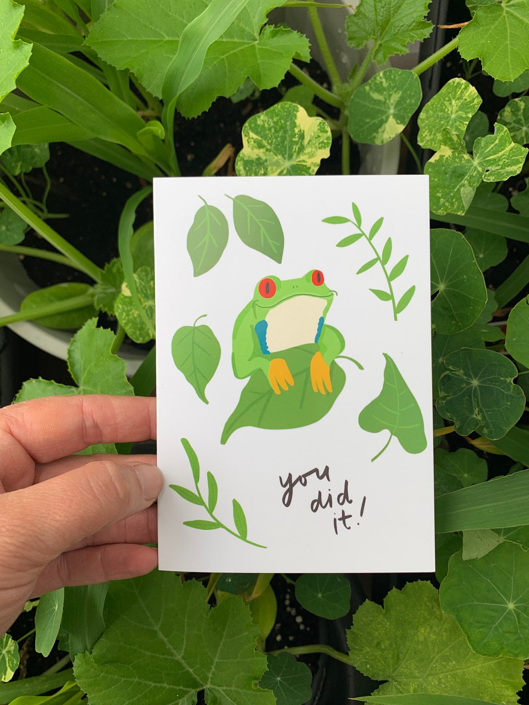 You Did It! - Happy Tree Frog Illustrated A6 Greeting Card - Etsy