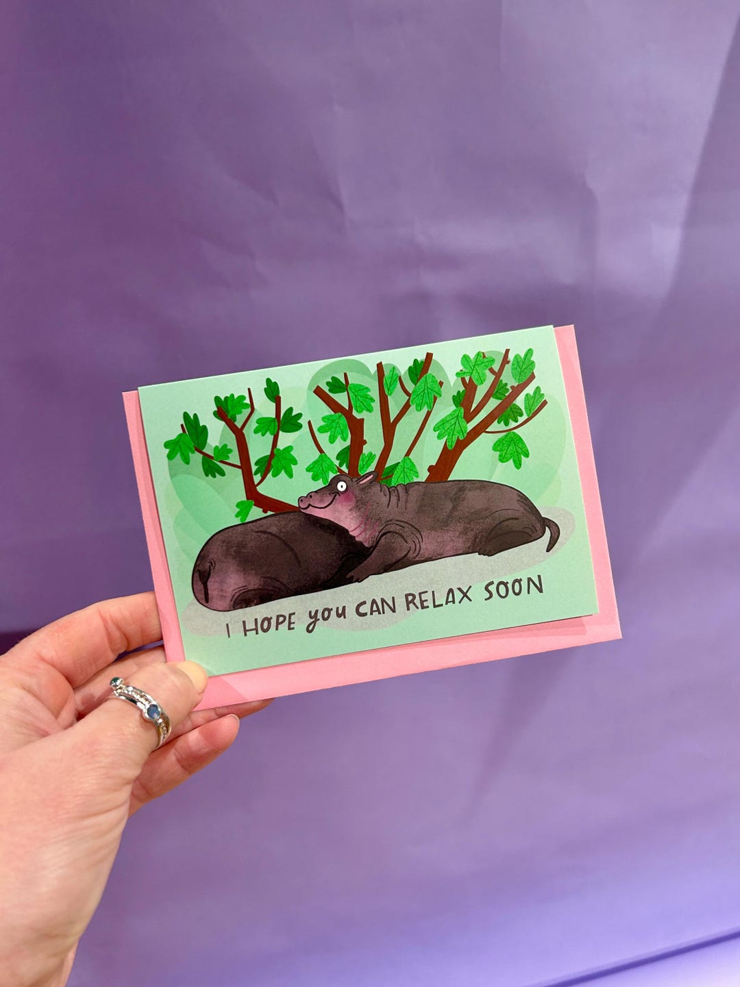 I Hope You Can Relax Soon Hippo Greeting Card - Etsy