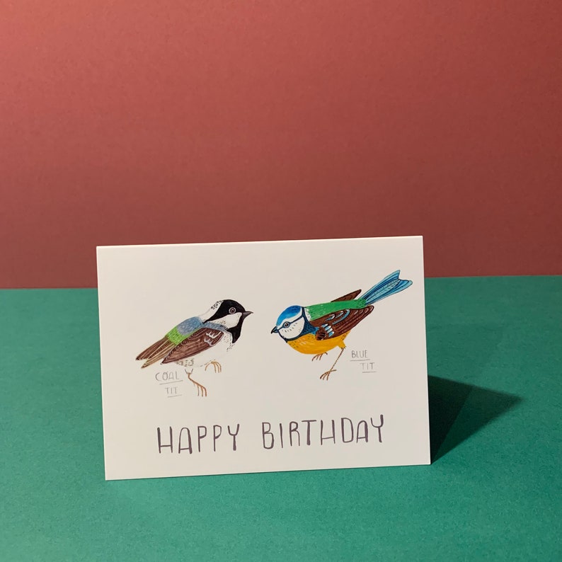 Pair Of Tits Birthday Card Blue Tit And Coal Tit Cute Etsy