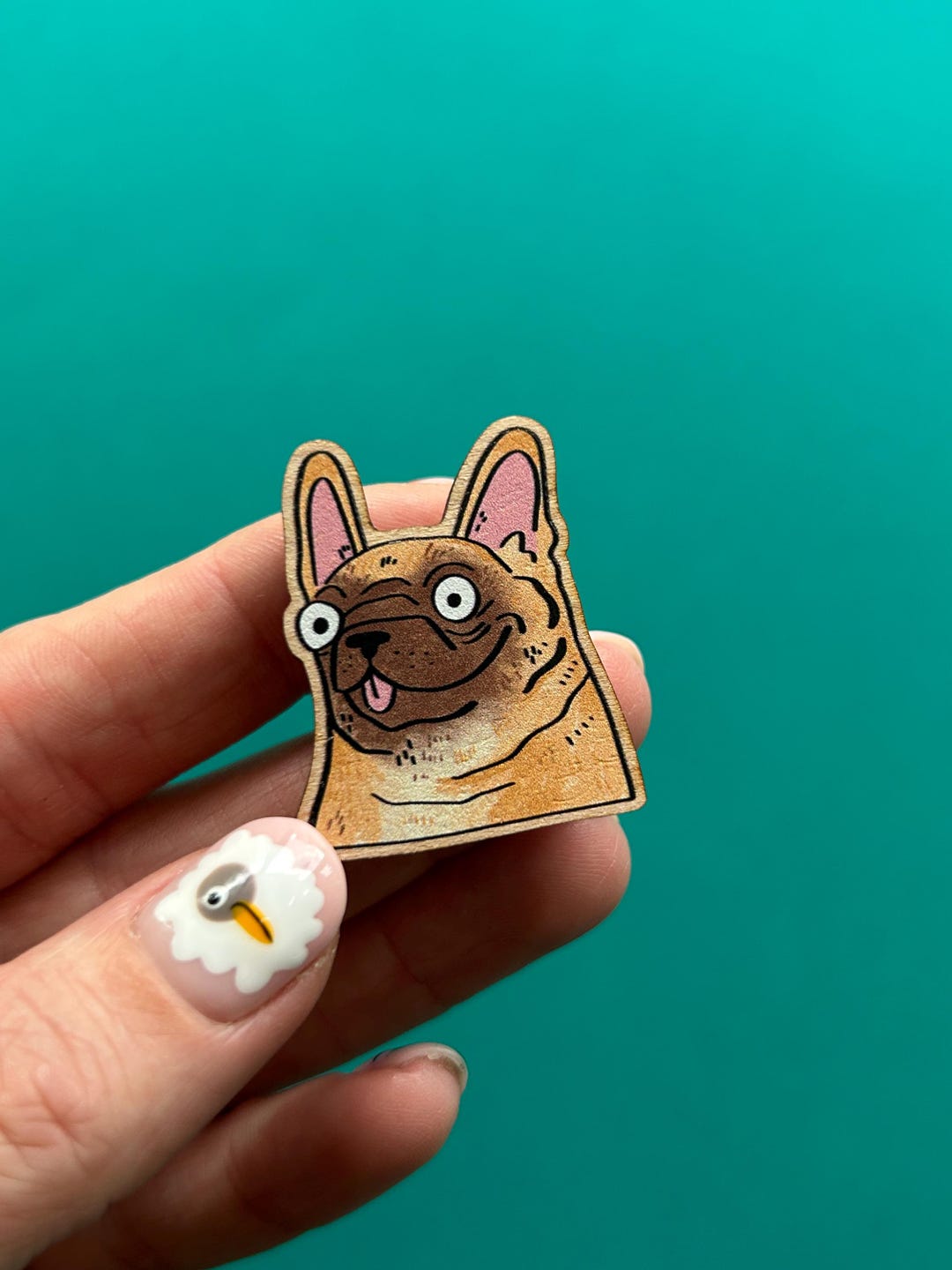 French Bulldog / Blonde / Tanned / Frenchie Illustrated Wooden Dog Pin ...