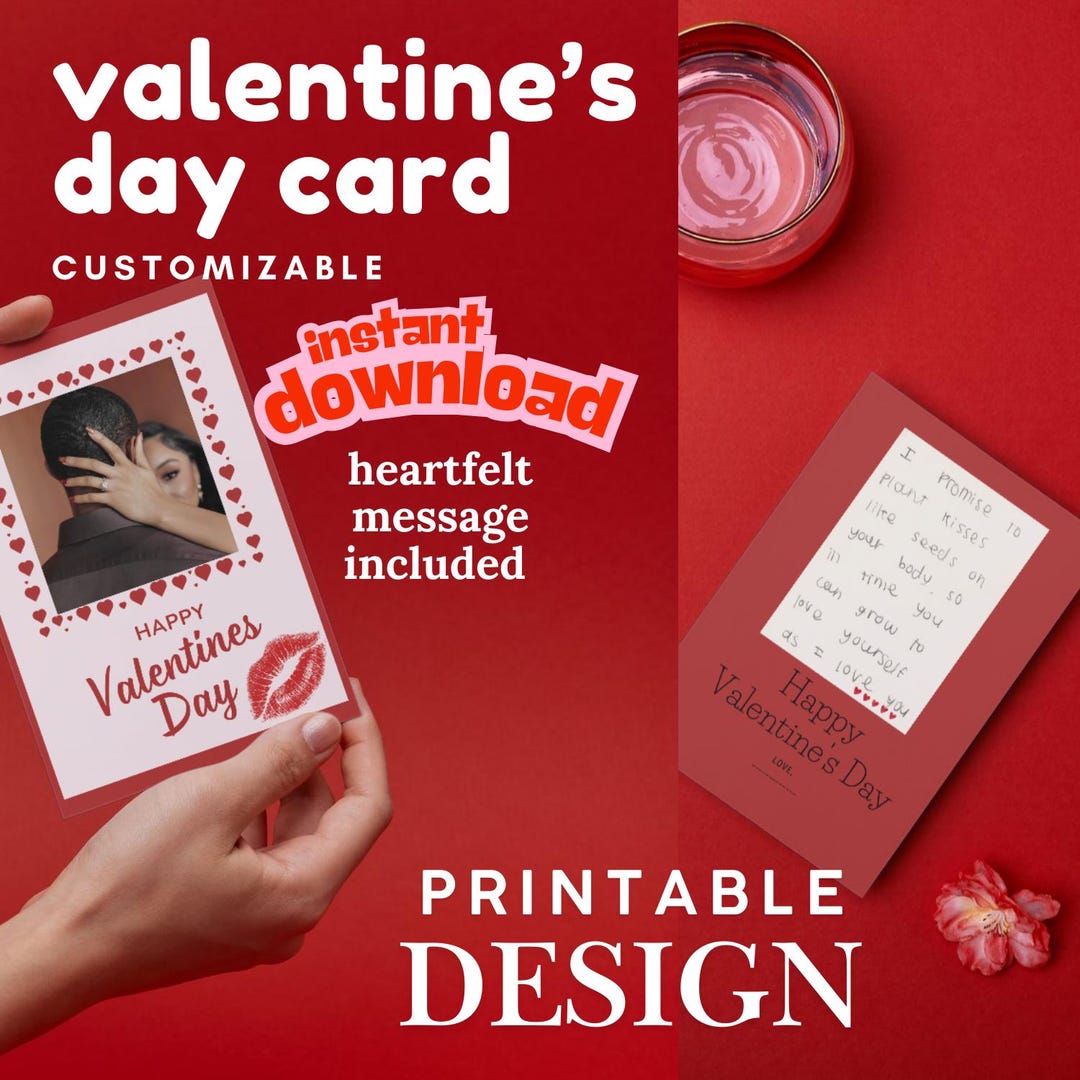 Customizable Valentines Day Card, Printable Design - Etsy