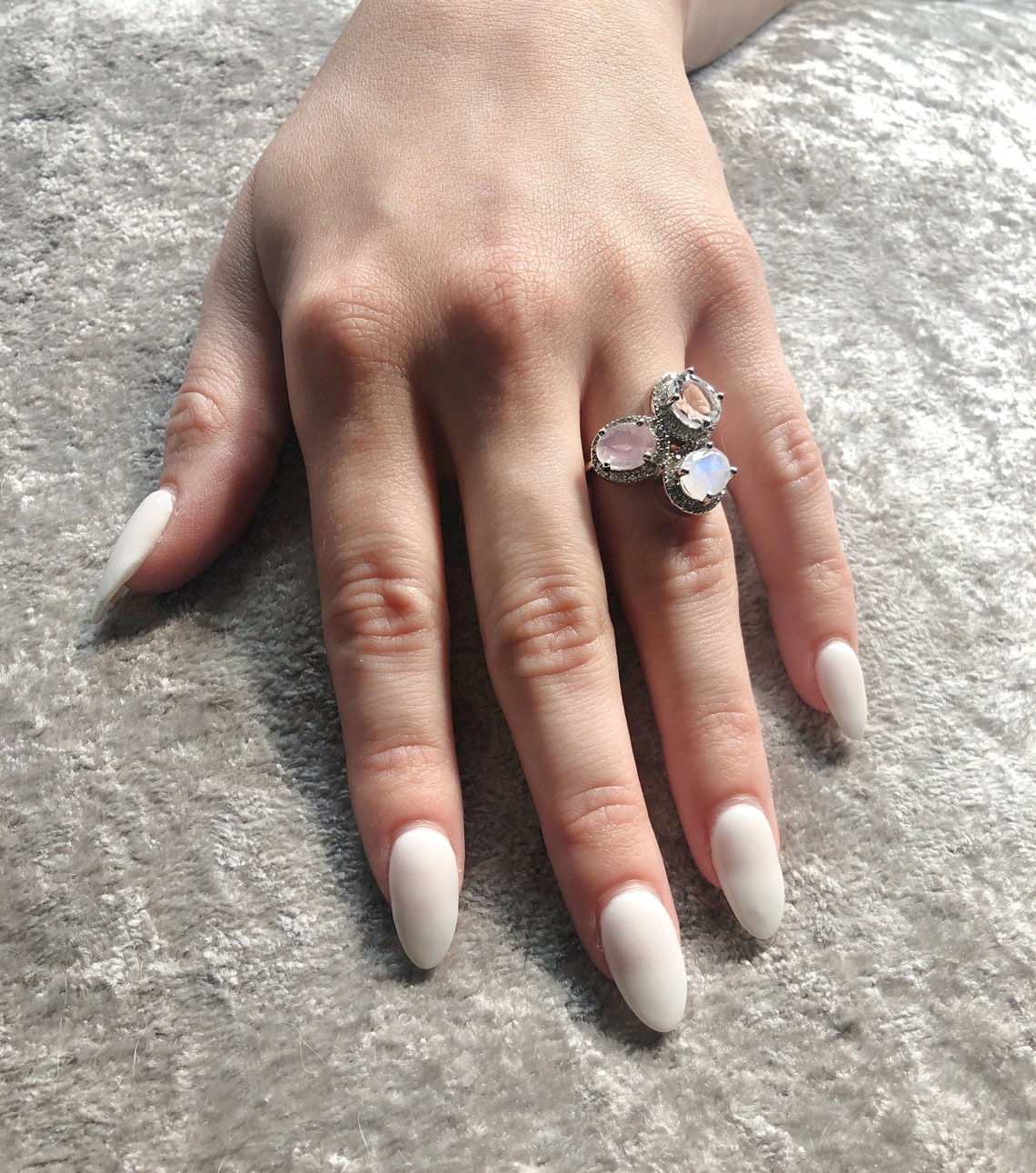 Three Stone Ring Cancer Awareness Breast Cancer Gift Cancer - Etsy