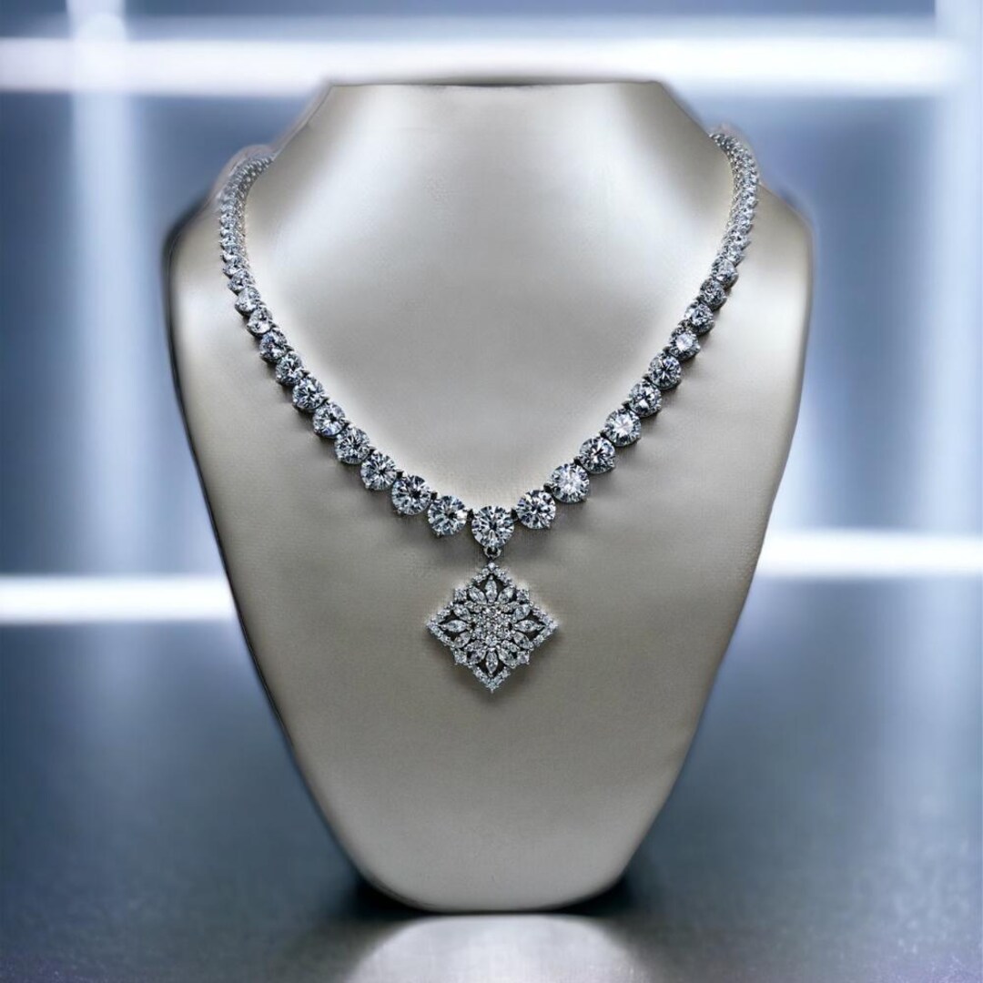 Tennis Necklace, Statement Wedding Necklace, Bridal Necklace, Statement Bridal Necklace, Art ...