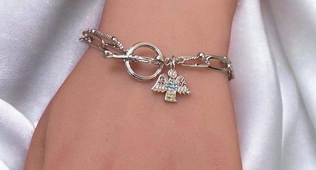 Breast Cancer Bracelet, Angel Charm Bracelet, Cancer Survivor Gift ...