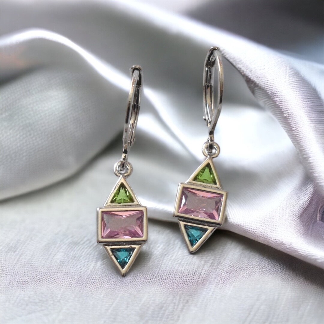Pink Ribbon Art Deco Earrings: Breast Cancer Awareness Jewelry - Etsy
