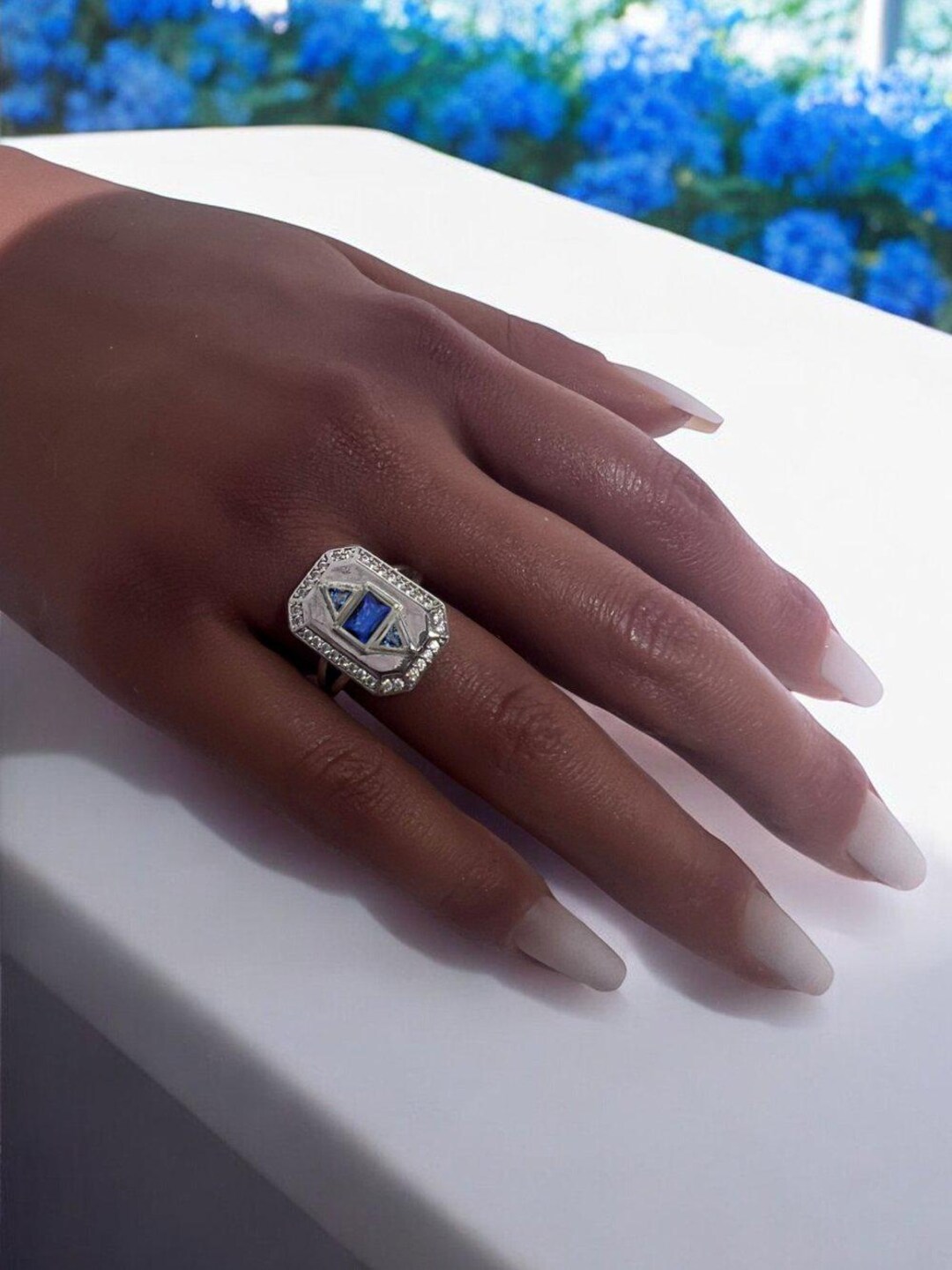 Art Deco Ring | Sapphire Blue Jewelry | Colorful Layering Bracelet ...