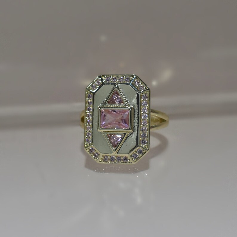 Art Deco Ring, Cancer Awareness, Breast Cancer Gift, Cancer Survivor ...