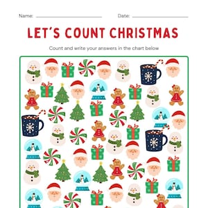 Preschool/kindergarten Christmas Counting Search and Find Math ...