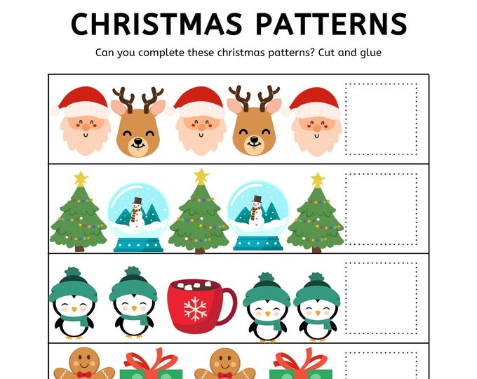 Christmas Patterns Worksheet - Etsy
