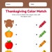 Thanksgiving Matching Worksheet - Etsy
