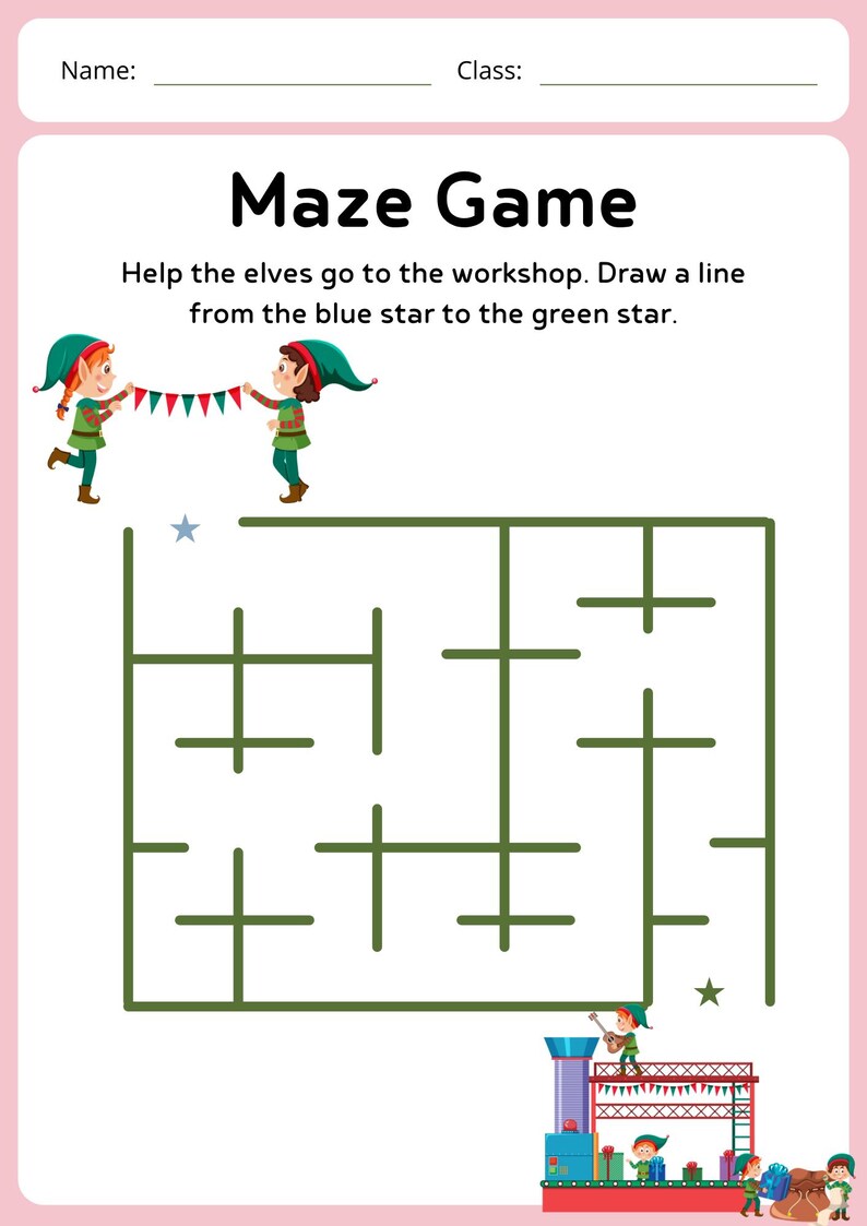 Preschool/kindergarten Pre-writing Practice Christmas Maze Worksheets ...
