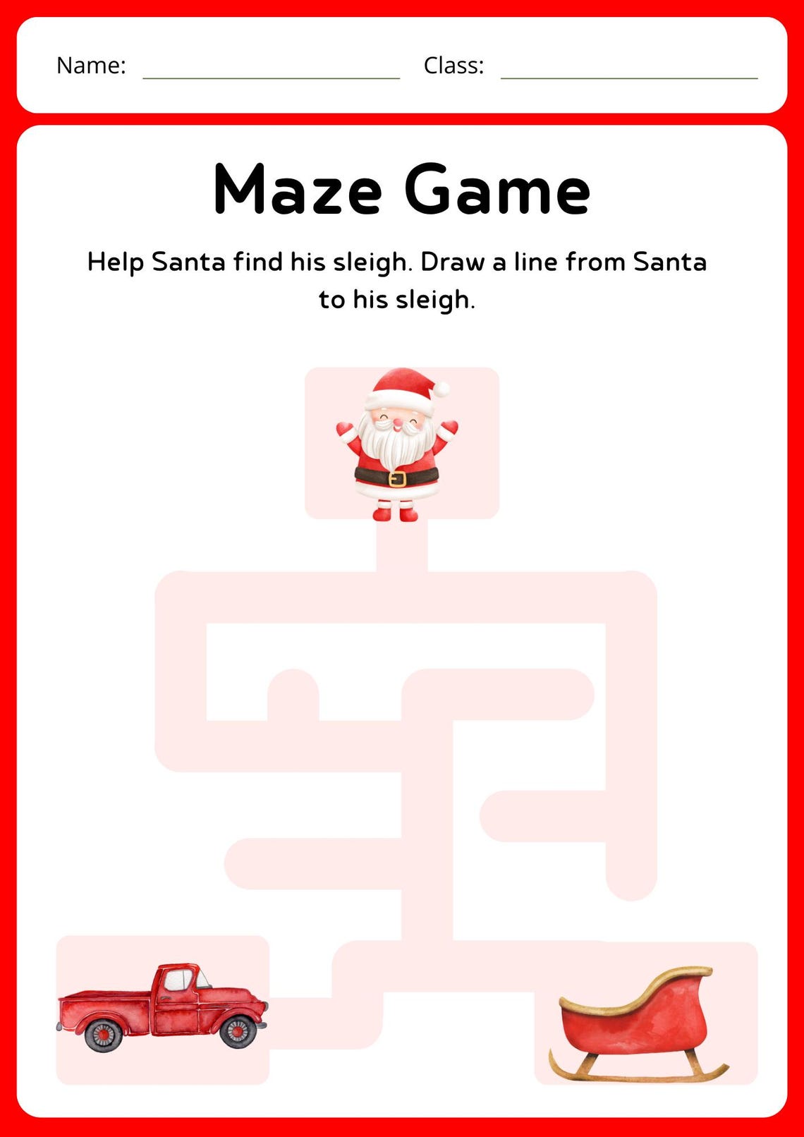 Preschool/kindergarten Pre-writing Practice Christmas Maze Worksheets ...