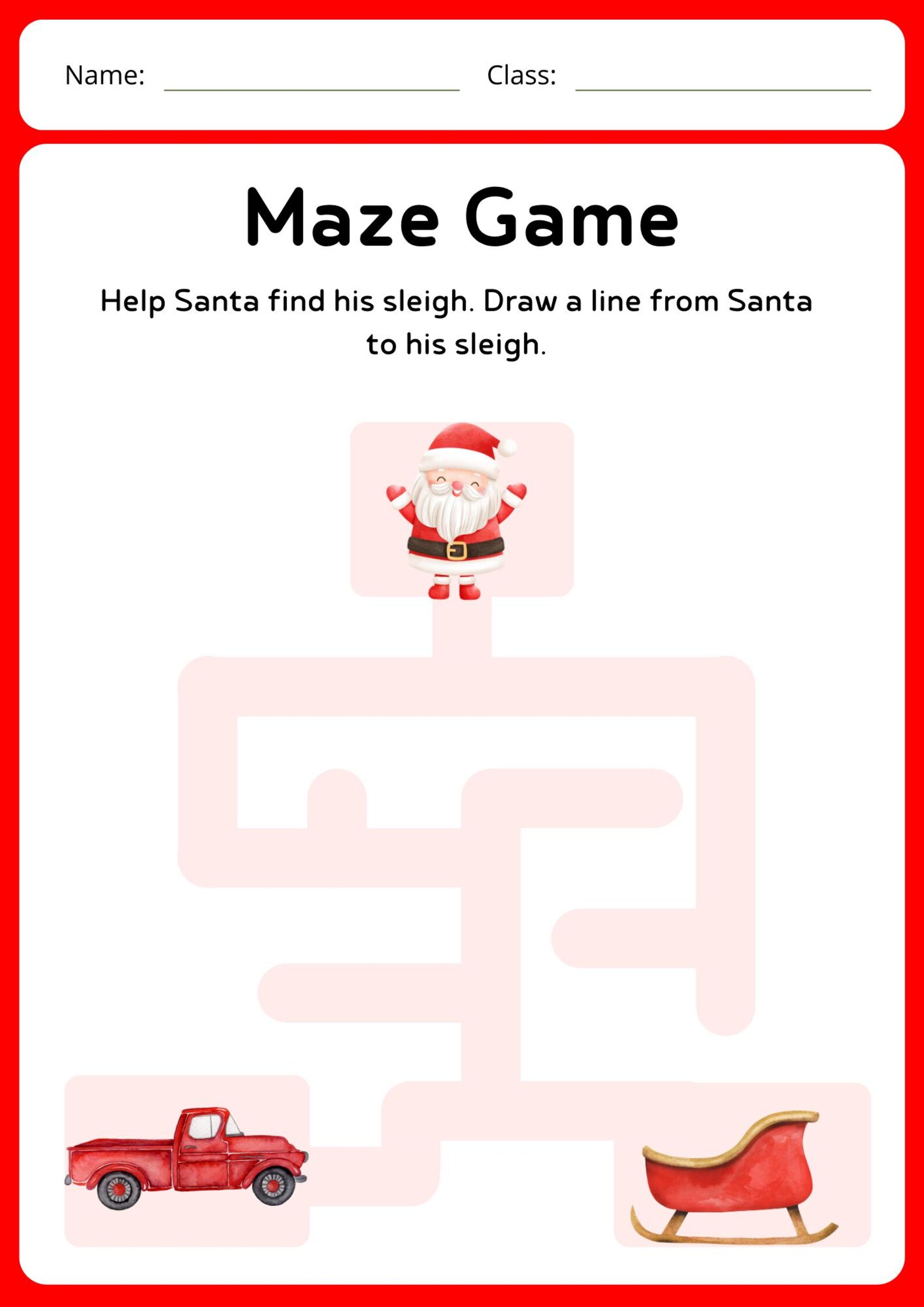 Preschool/kindergarten Pre-writing Practice Christmas Maze Worksheets ...