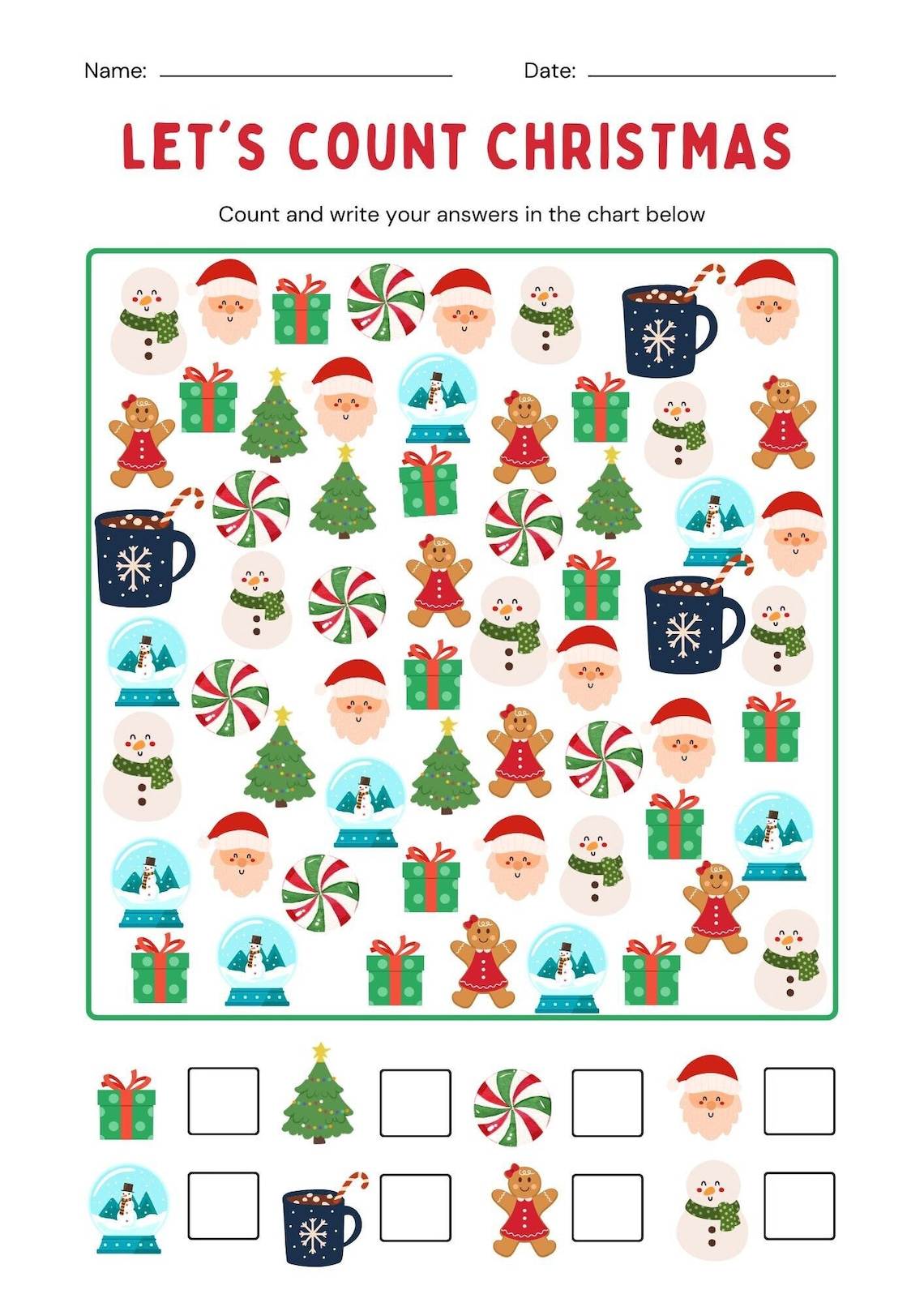 Preschool/kindergarten Christmas Counting Search and Find Math ...