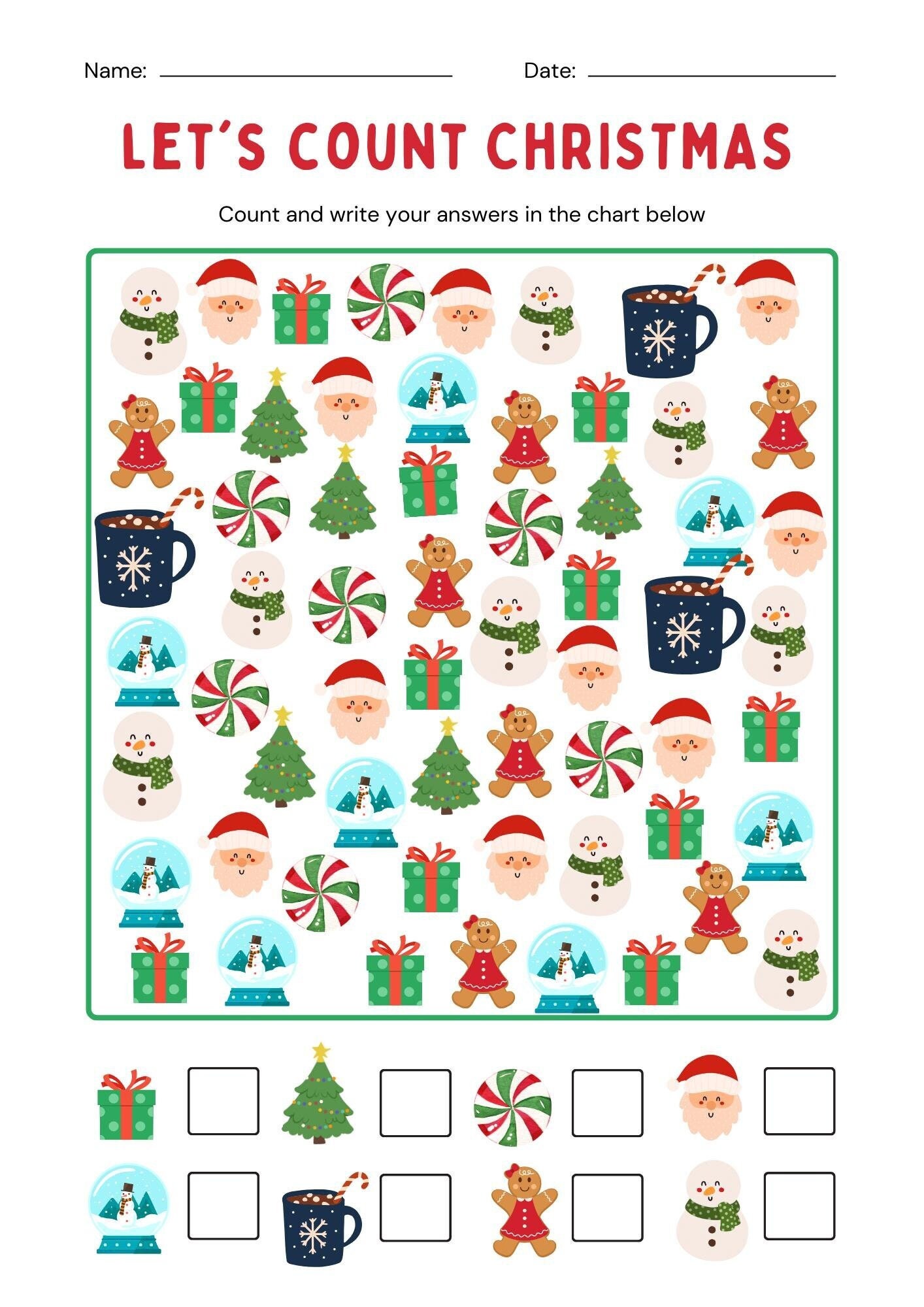 Preschool/kindergarten Christmas Counting Search and Find Math ...