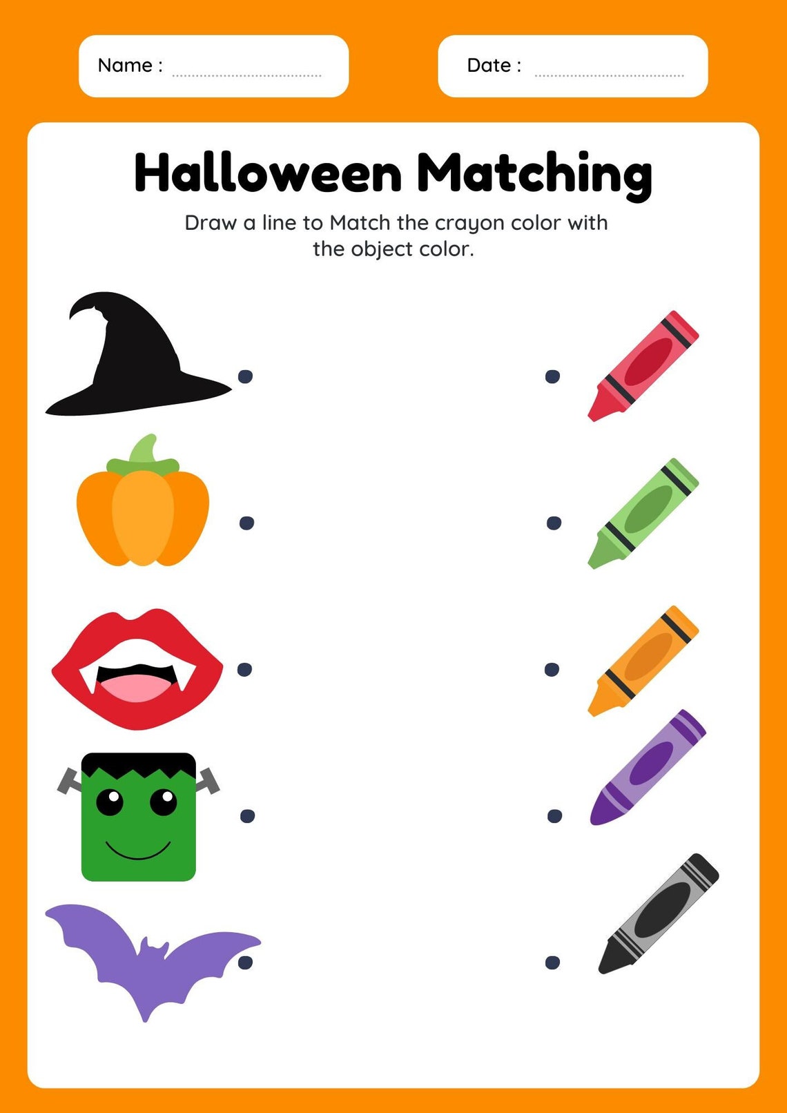 Halloween, Worksheet, Preschool, Learning, Matching, Kindergarten ...