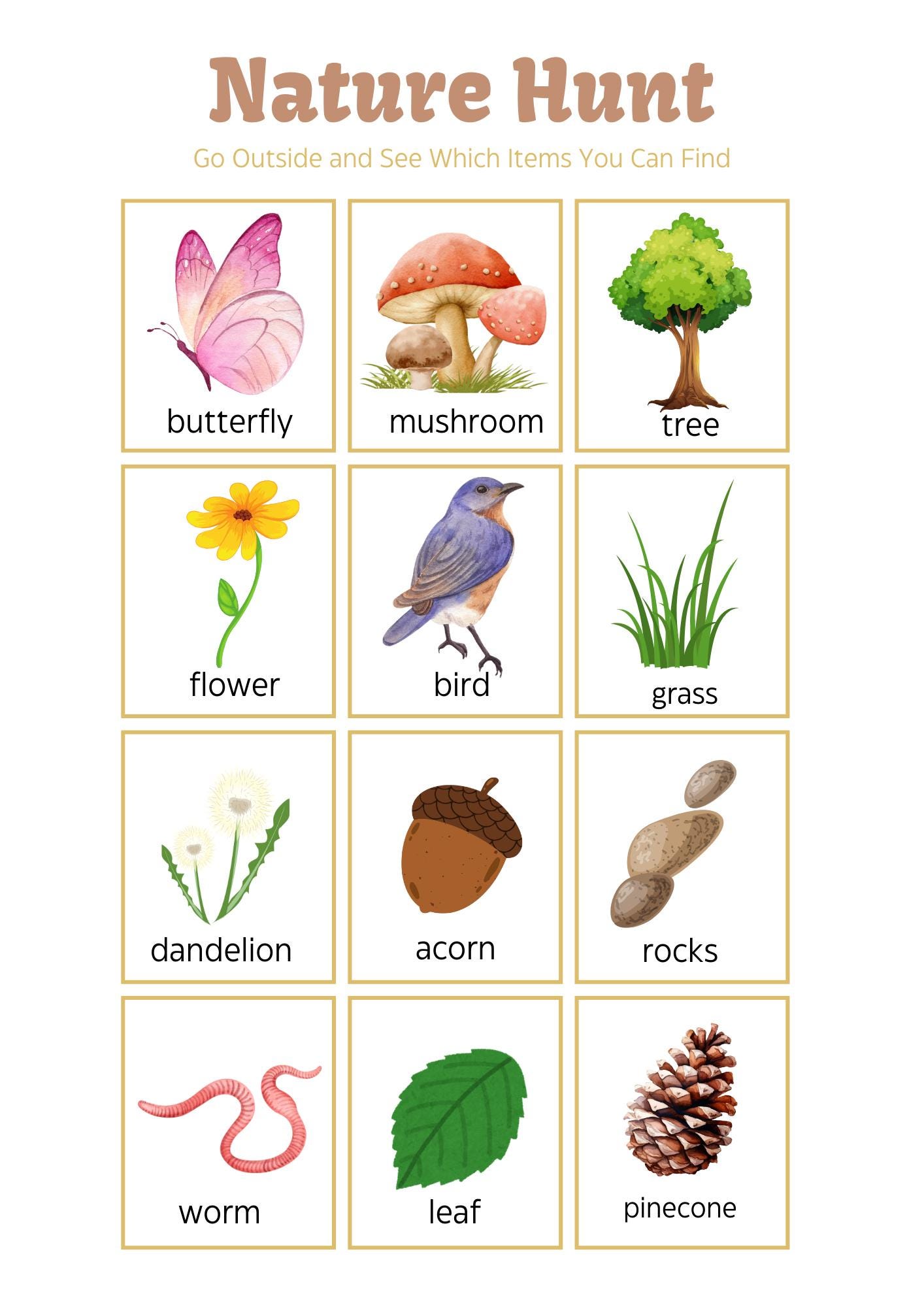 Nature Outdoor Scavenger Hunt Summer Activity - Etsy