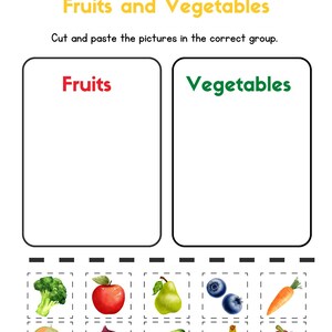 Fruit and Vegetable Sorting Worksheet: Preschool Learning Activity (PDF ...