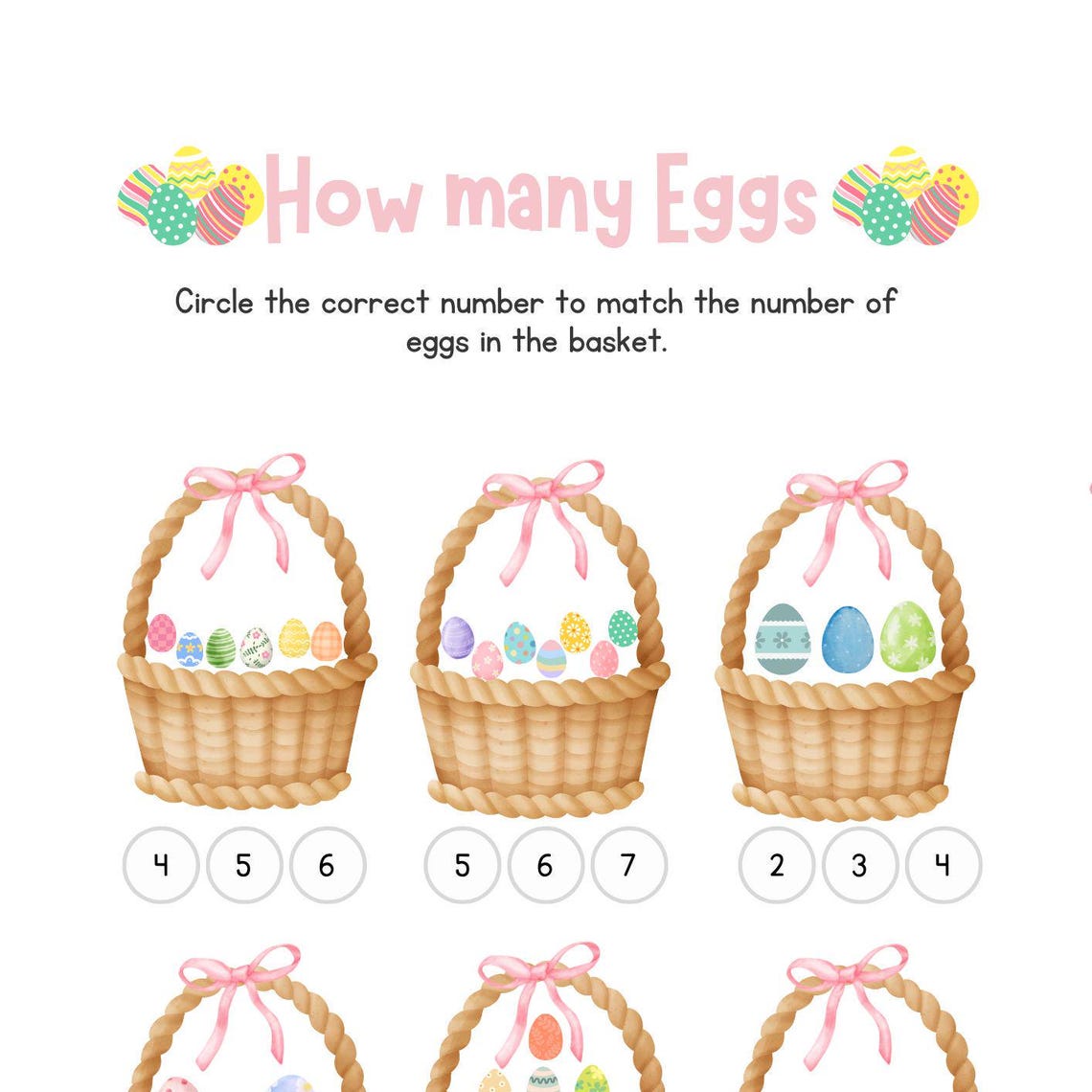 Easter Counting How Many Eggs in Basket Math - Etsy