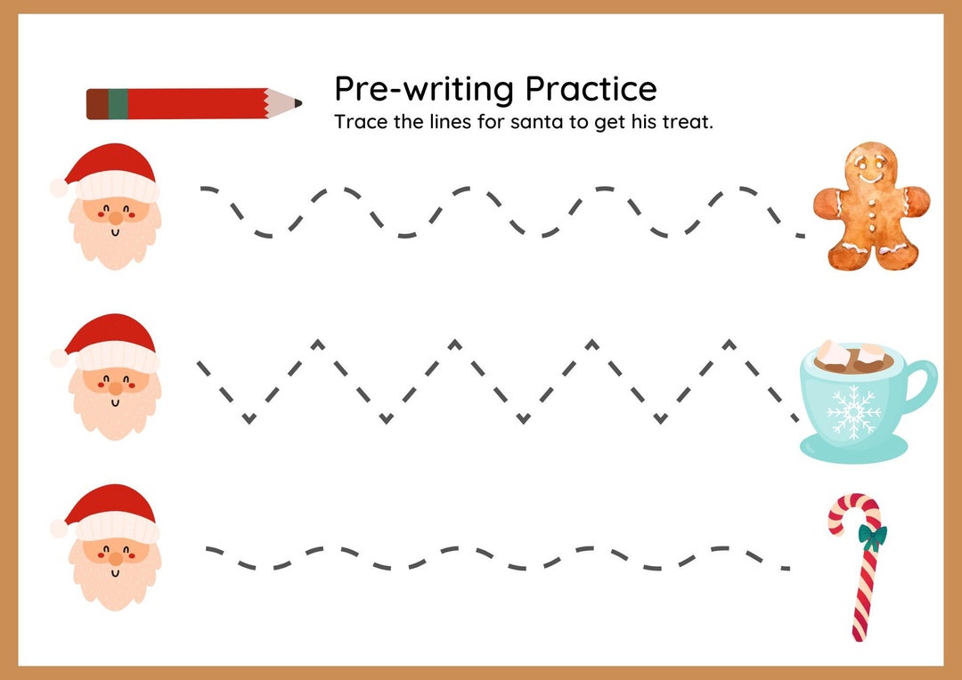Christmas Pre Writing Practice - Etsy