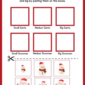 Small Medium Big Christmas Worksheet - Etsy