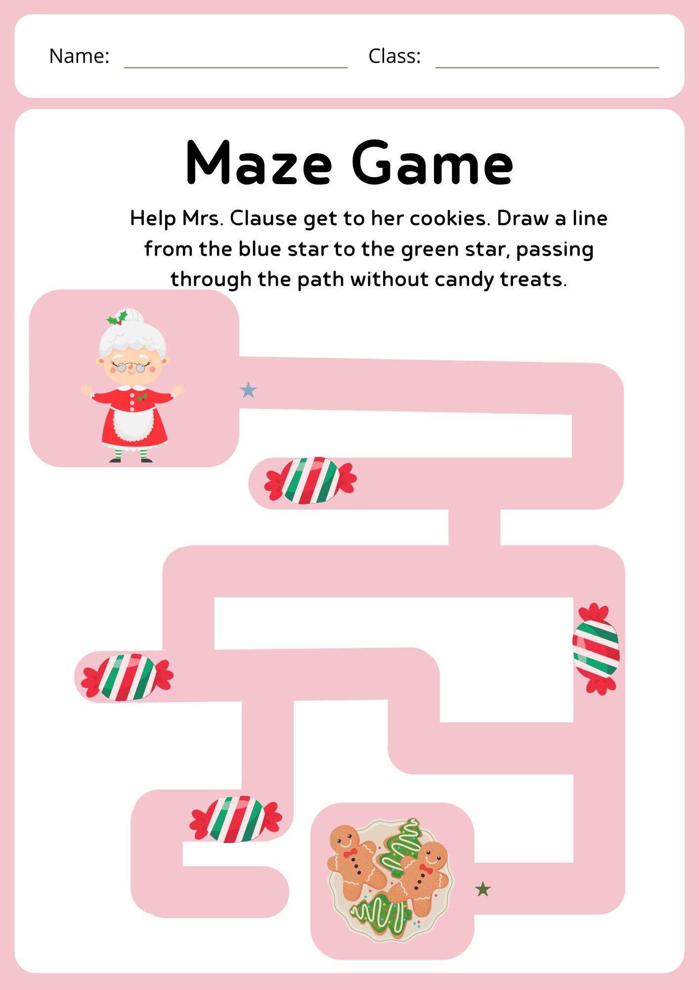 Preschool/kindergarten Pre-writing Practice Christmas Maze Worksheets ...