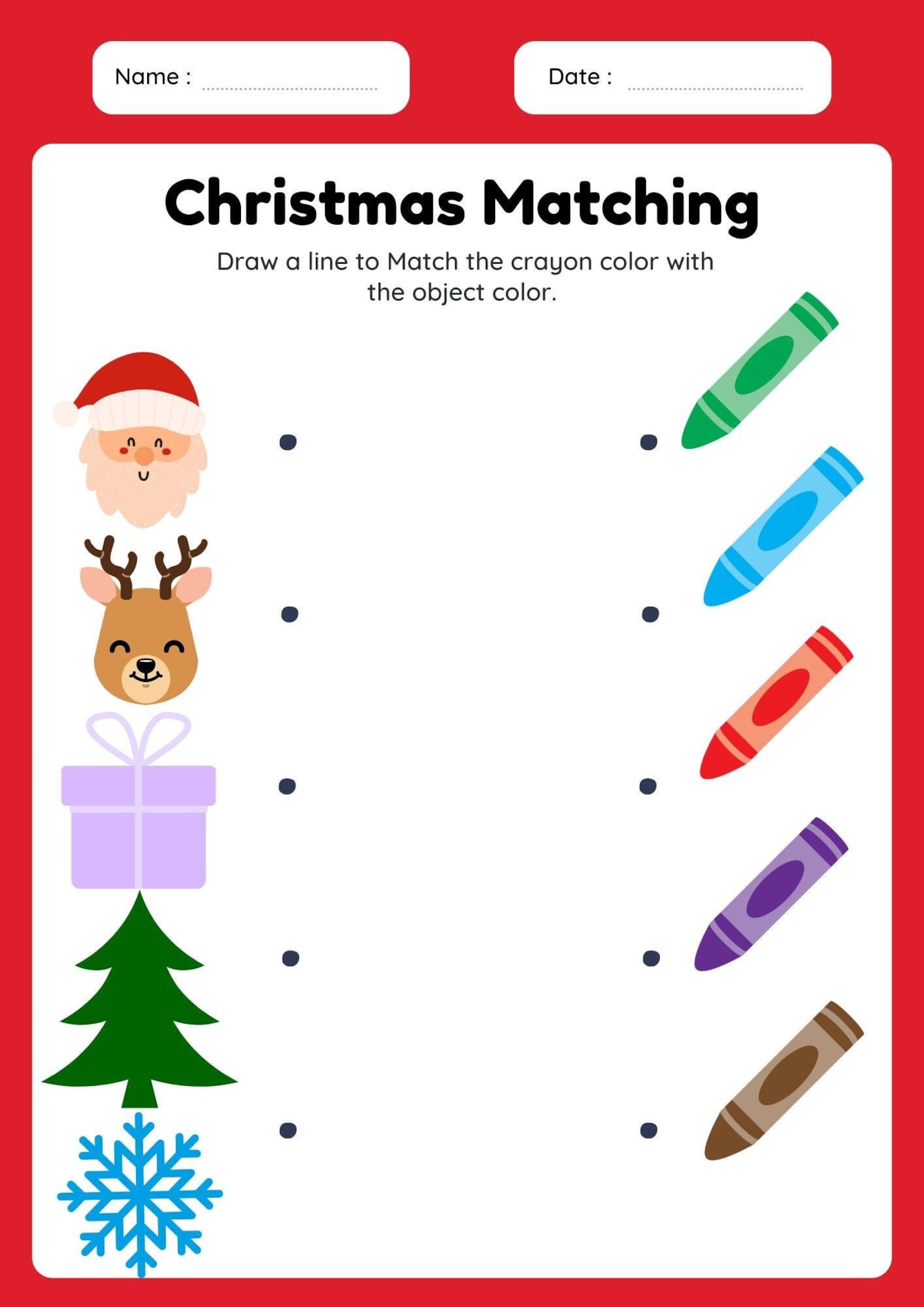 Preschool/kindergarten Christmas Color Matching - Etsy