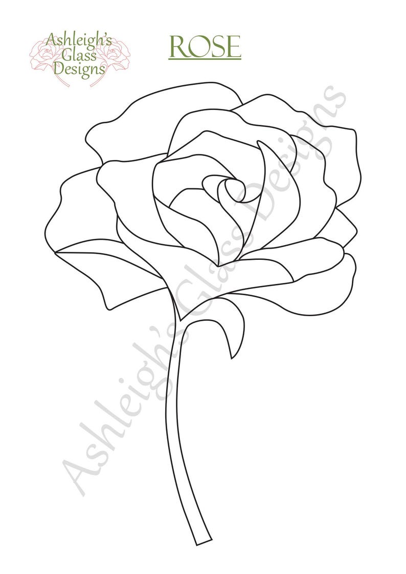 Stained Glass Pattern - Rose - Etsy