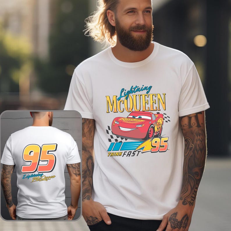 Cars Lightning Mcqueen 95 Two Sided Shirt, Comfort Colors Pixar Cars ...
